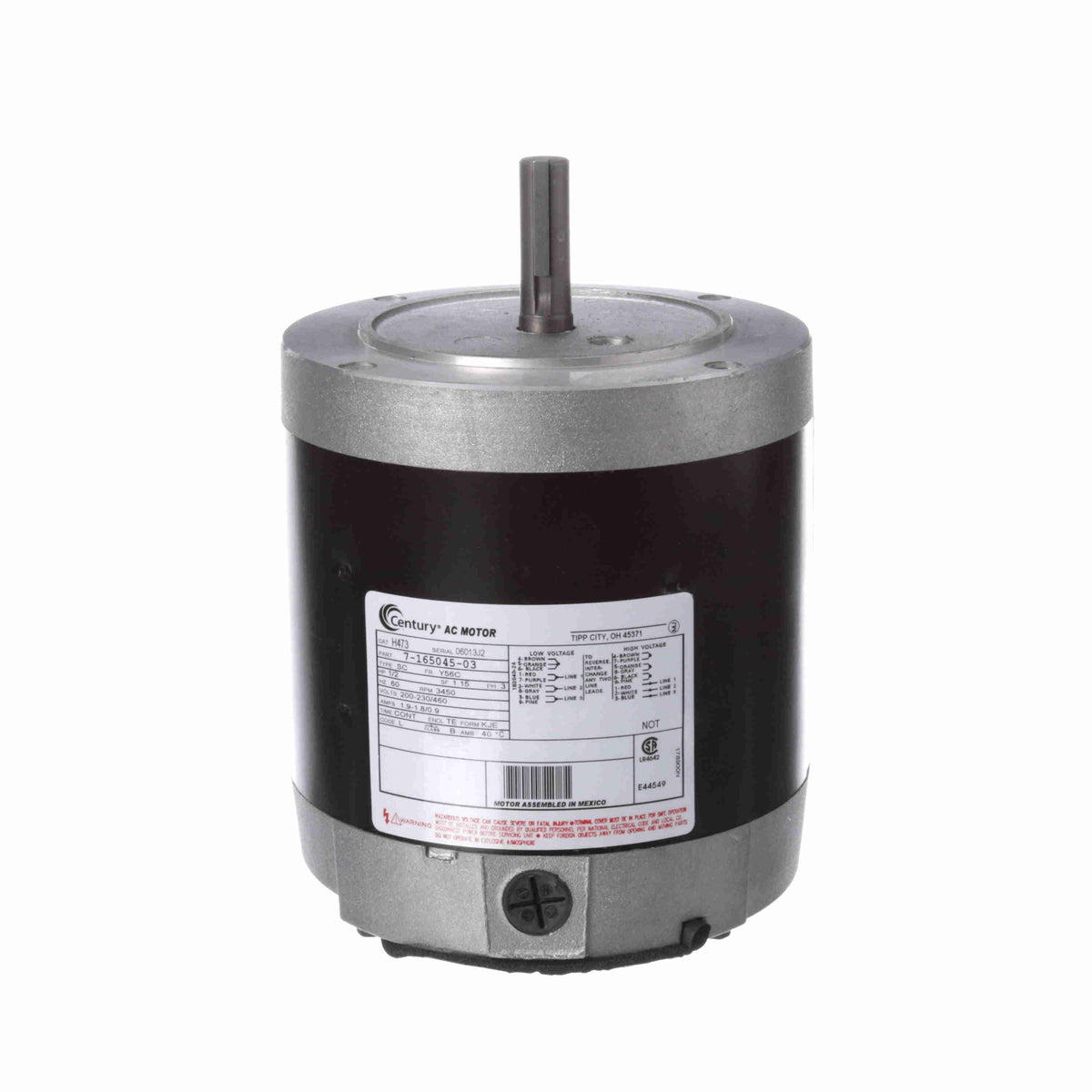 Century H473 3 Phase 6-1/2" Diameter General Purpose Motor - H473 ...